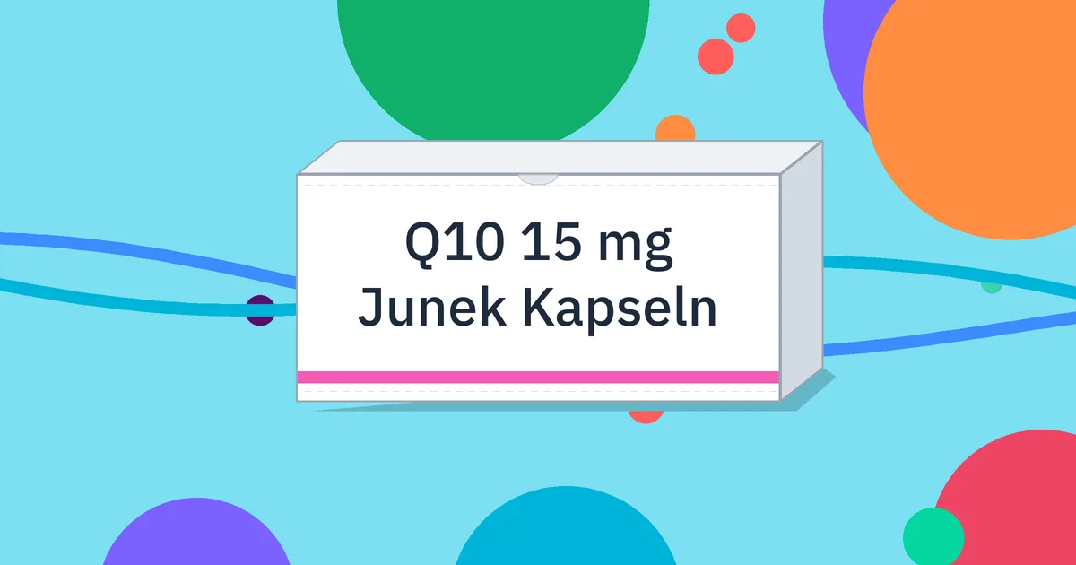Symbolbild: Packung mit der Aufschrift Q10 15 mg Junek Kapseln (PZN 00155547) – Verfügbarkeit und Bezug in Apotheken in Frankfurt am Main