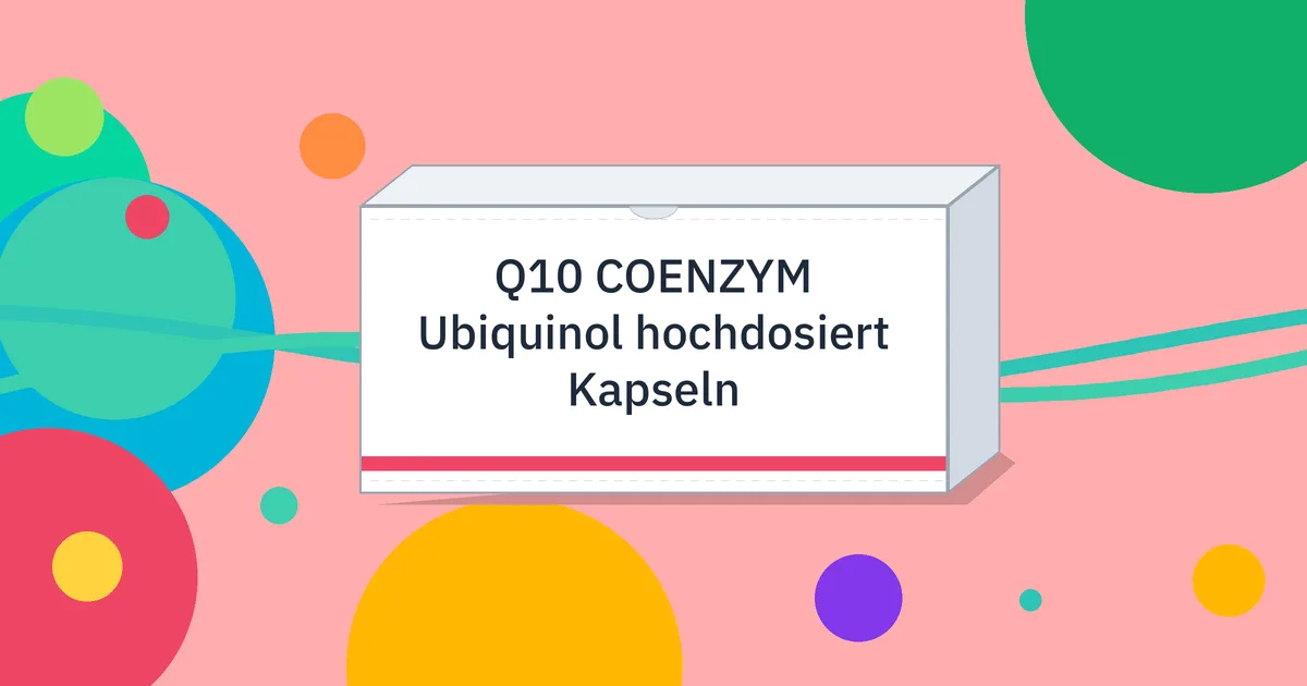 Symbolbild: Packung mit der Aufschrift Q10 COENZYM Ubiquinol hochdosiert Kapseln (PZN 16737820) – Verfügbarkeit und Bezug in Apotheken in Frankfurt am Main