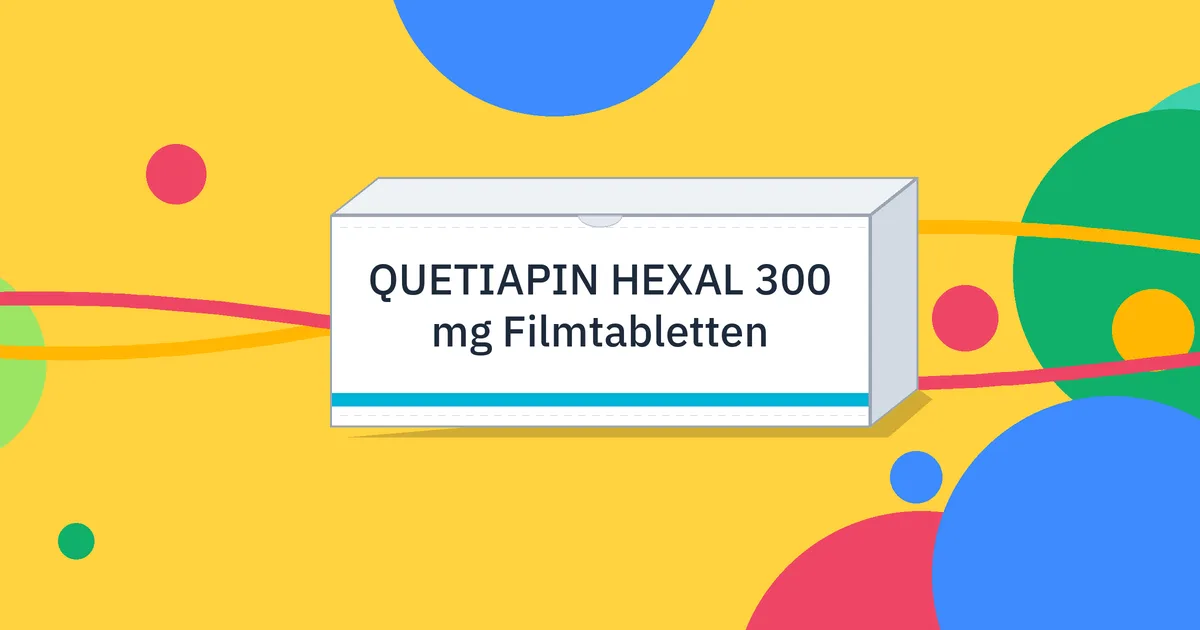 Symbolbild: Packung mit der Aufschrift QUETIAPIN HEXAL 300 mg Filmtabletten (PZN 09339272) – Verfügbarkeit und Bezug in Apotheken in Frankfurt am Main