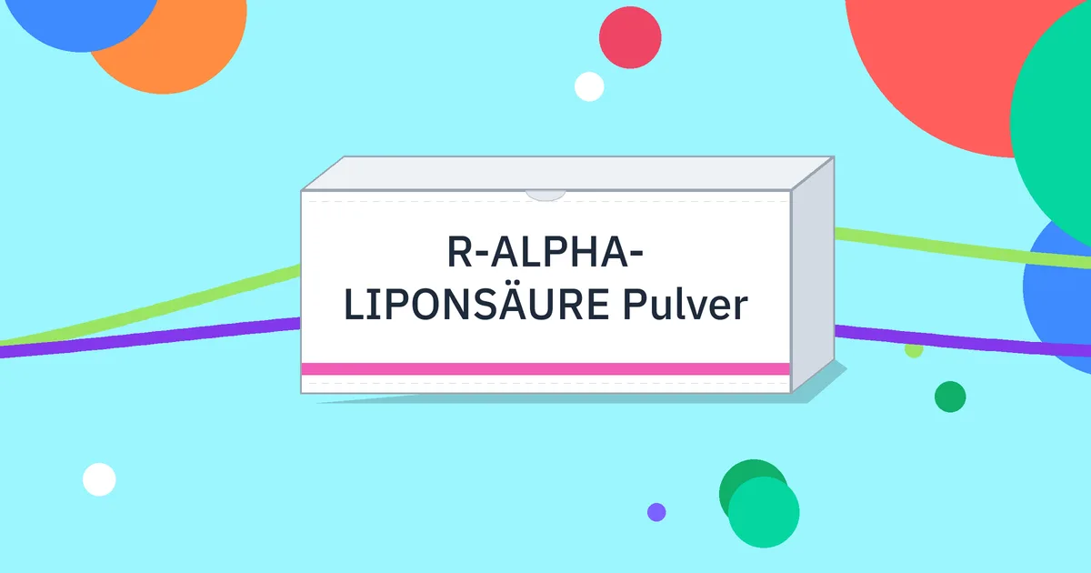Symbolbild: Packung mit der Aufschrift R-ALPHA-LIPONSÄURE Pulver (PZN 17241015) – Verfügbarkeit und Bezug in Apotheken in Frankfurt am Main