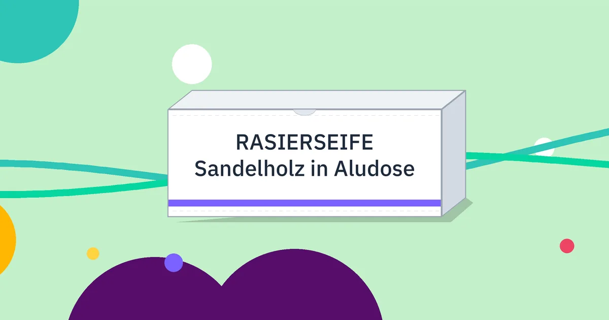 Symbolbild: Packung mit der Aufschrift RASIERSEIFE Sandelholz in Aludose (PZN 17246030) – Verfügbarkeit und Bezug in Apotheken in Frankfurt am Main