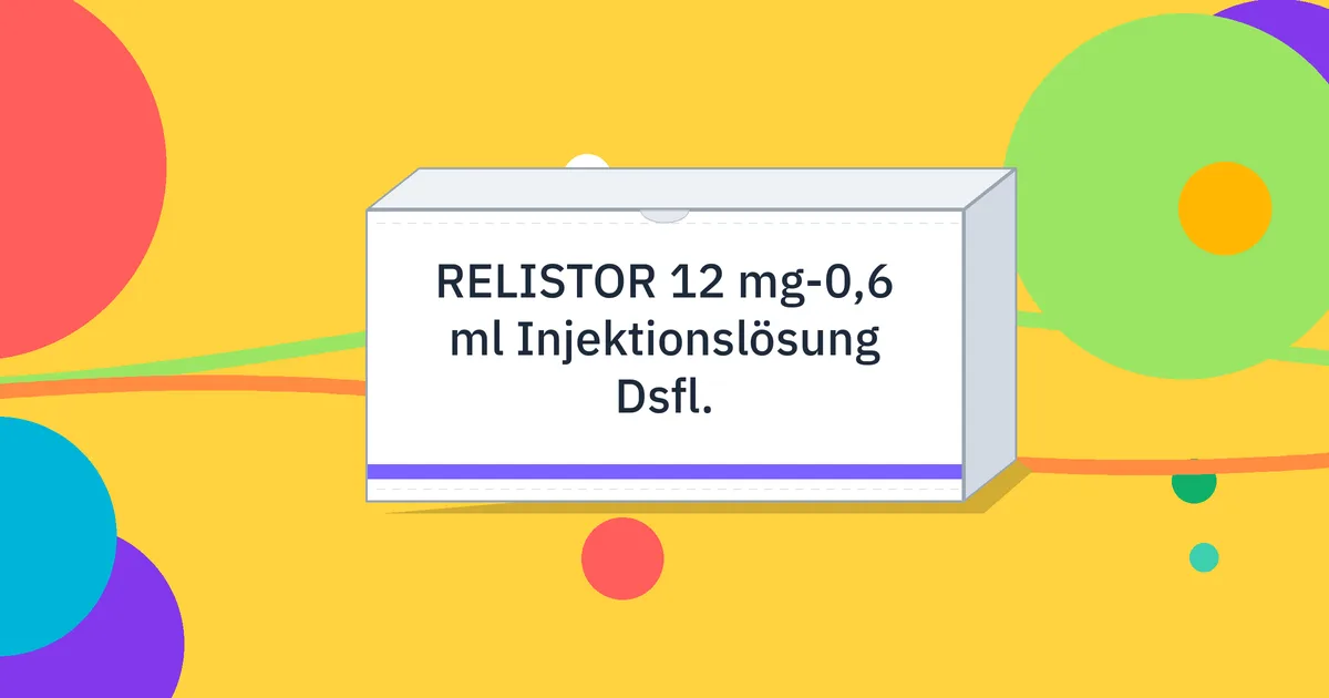 Symbolbild: Packung mit der Aufschrift RELISTOR 12 mg-0,6 ml Injektionslösung Dsfl. (PZN 16163253) – Verfügbarkeit und Bezug in Apotheken in Frankfurt am Main