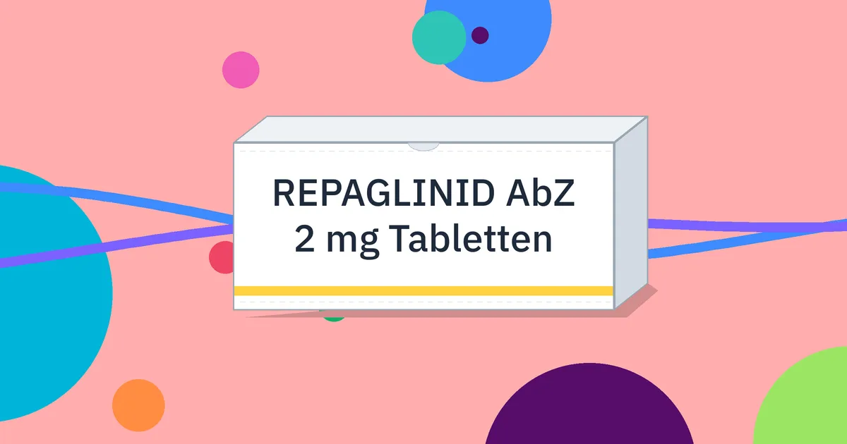 Symbolbild: Packung mit der Aufschrift REPAGLINID AbZ 2 mg Tabletten (PZN 01851639) – Verfügbarkeit und Bezug in Apotheken in Frankfurt am Main