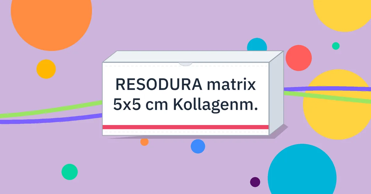 Symbolbild: Packung mit der Aufschrift RESODURA matrix 5x5 cm Kollagenm. (PZN 14303939) – Verfügbarkeit und Bezug in Apotheken in Frankfurt am Main