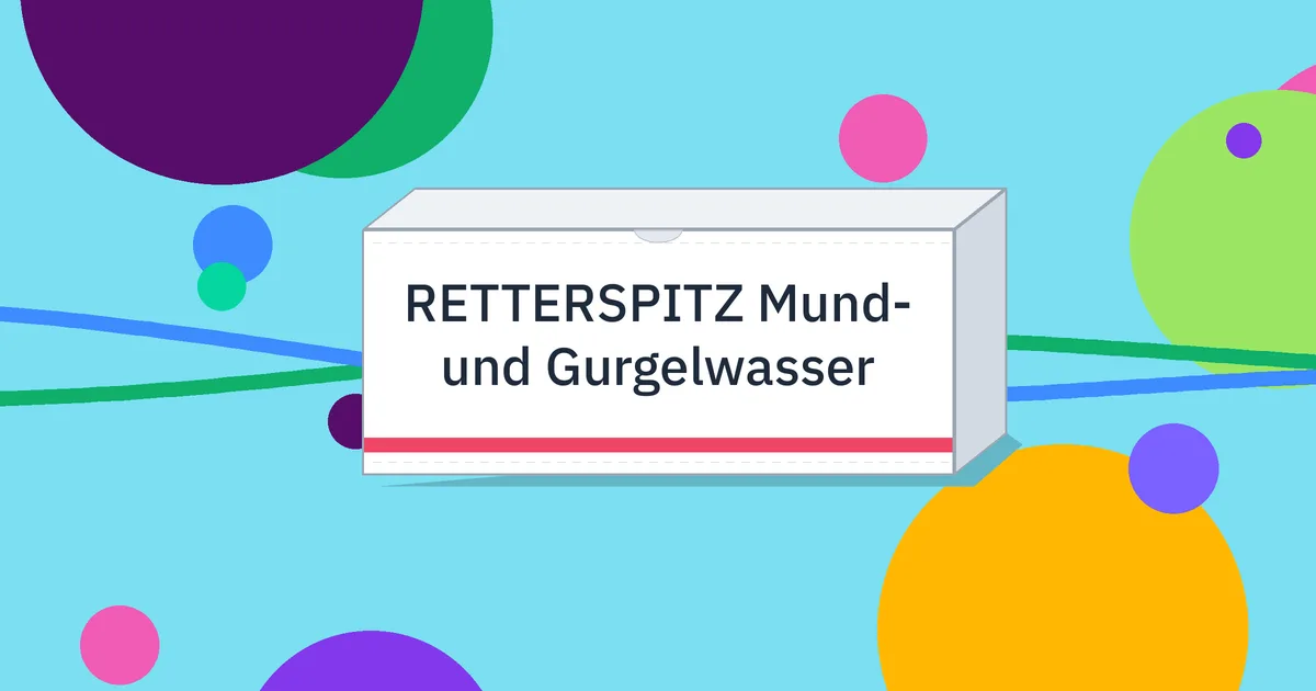 Symbolbild: Packung mit der Aufschrift RETTERSPITZ Mund- und Gurgelwasser (PZN 09753853) – Verfügbarkeit und Bezug in Apotheken in Frankfurt am Main