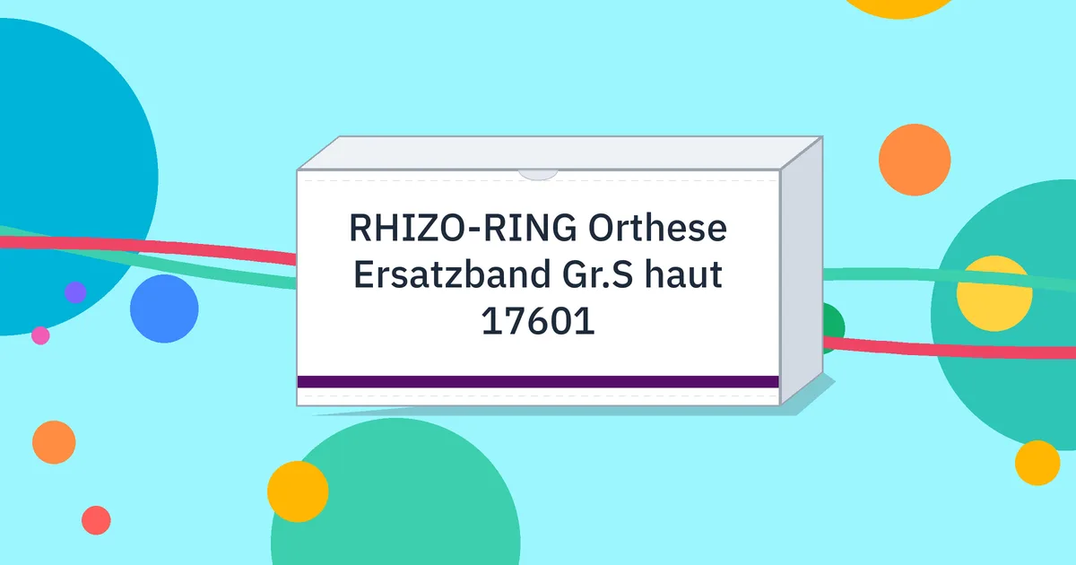 Symbolbild: Packung mit der Aufschrift RHIZO-RING Orthese Ersatzband Gr.S haut 17601 (PZN 10542794) – Verfügbarkeit und Bezug in Apotheken in Frankfurt am Main
