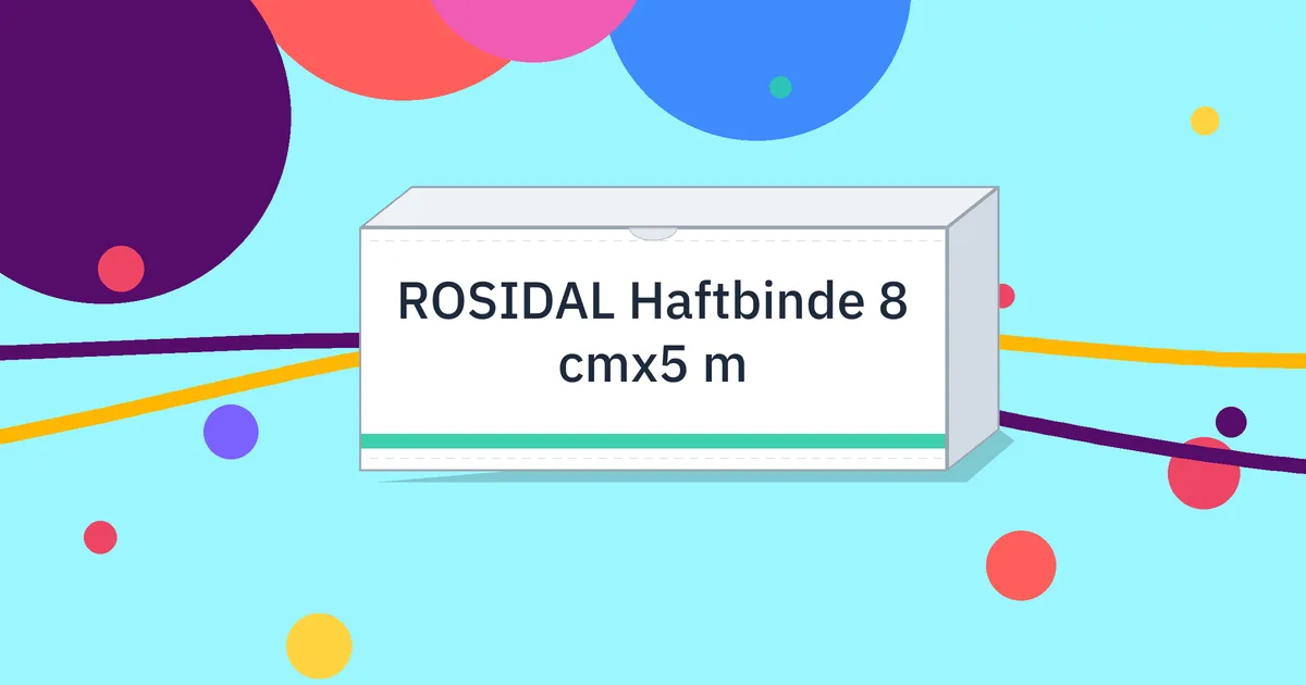 Symbolbild: Packung mit der Aufschrift ROSIDAL Haftbinde 8 cmx5 m (PZN 06089024) – Verfügbarkeit und Bezug in Apotheken in Frankfurt am Main