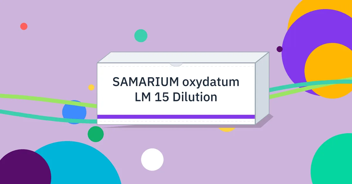 Symbolbild: Packung mit der Aufschrift SAMARIUM oxydatum LM 15 Dilution (PZN 13682662) – Verfügbarkeit und Bezug in Apotheken in Frankfurt am Main