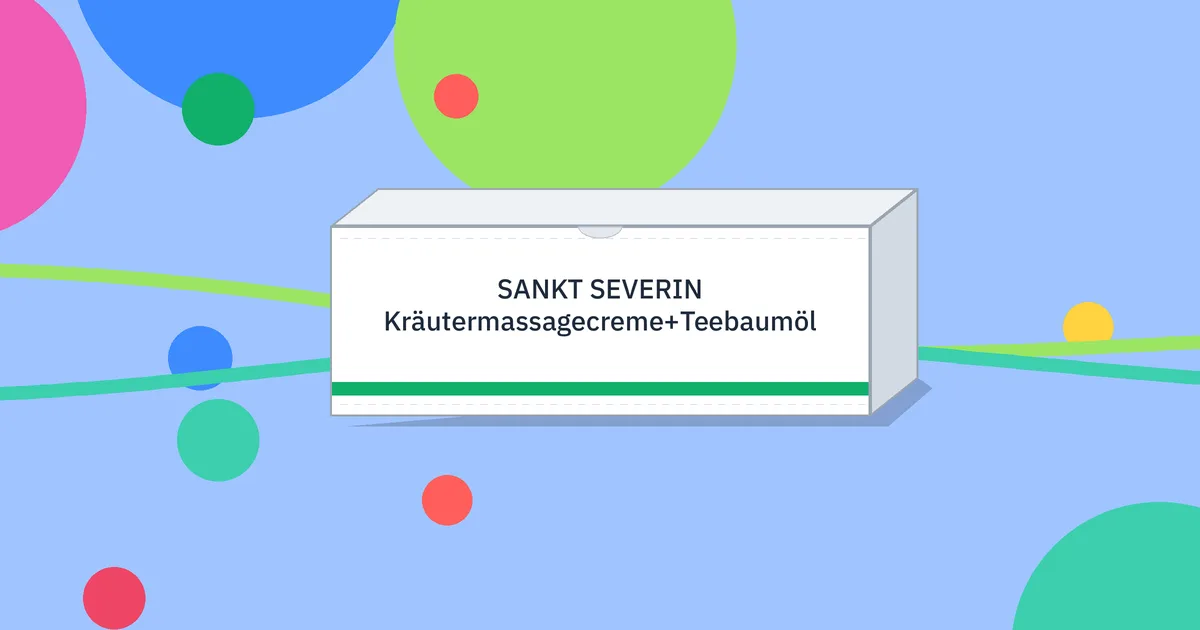 Symbolbild: Packung mit der Aufschrift SANKT SEVERIN Kräutermassagecreme+Teebaumöl (PZN 08534468) – Verfügbarkeit und Bezug in Apotheken in Frankfurt am Main