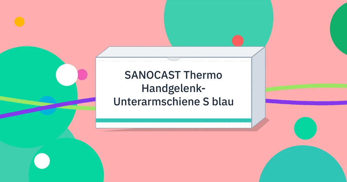 Symbolbild: Packung mit der Aufschrift SANOCAST Thermo Handgelenk-Unterarmschiene S blau (PZN 15260586) – Verfügbarkeit und Bezug in Apotheken in Frankfurt am Main