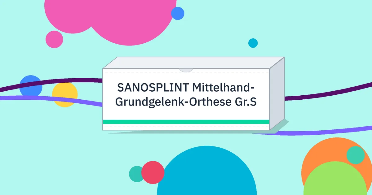 Symbolbild: Packung mit der Aufschrift SANOSPLINT Mittelhand-Grundgelenk-Orthese Gr.S (PZN 11281048) – Verfügbarkeit und Bezug in Apotheken in Frankfurt am Main