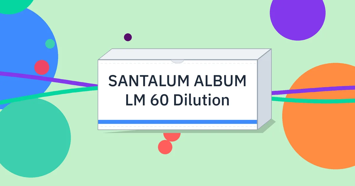Symbolbild: Packung mit der Aufschrift SANTALUM ALBUM LM 60 Dilution (PZN 13684951) – Verfügbarkeit und Bezug in Apotheken in Frankfurt am Main