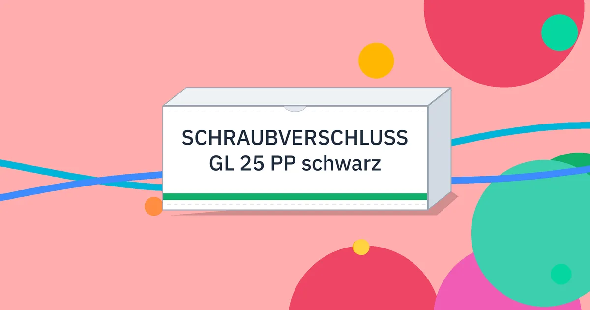 Symbolbild: Packung mit der Aufschrift SCHRAUBVERSCHLUSS GL 25 PP schwarz (PZN 18138785) – Verfügbarkeit und Bezug in Apotheken in Frankfurt am Main