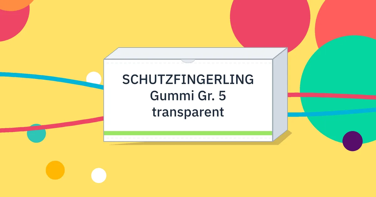 Symbolbild: Packung mit der Aufschrift SCHUTZFINGERLING Gummi Gr. 5 transparent (PZN 01727017) – Verfügbarkeit und Bezug in Apotheken in Frankfurt am Main