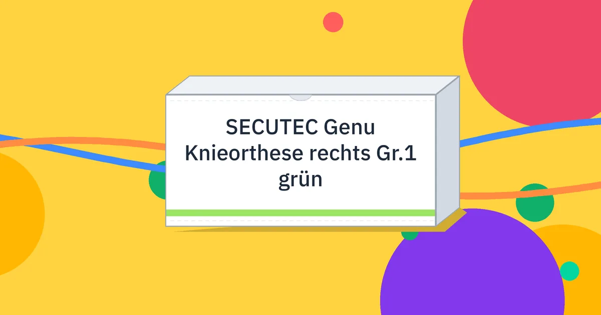 Symbolbild: Packung mit der Aufschrift SECUTEC Genu Knieorthese rechts Gr.1 grün (PZN 12510835) – Verfügbarkeit und Bezug in Apotheken in Frankfurt am Main