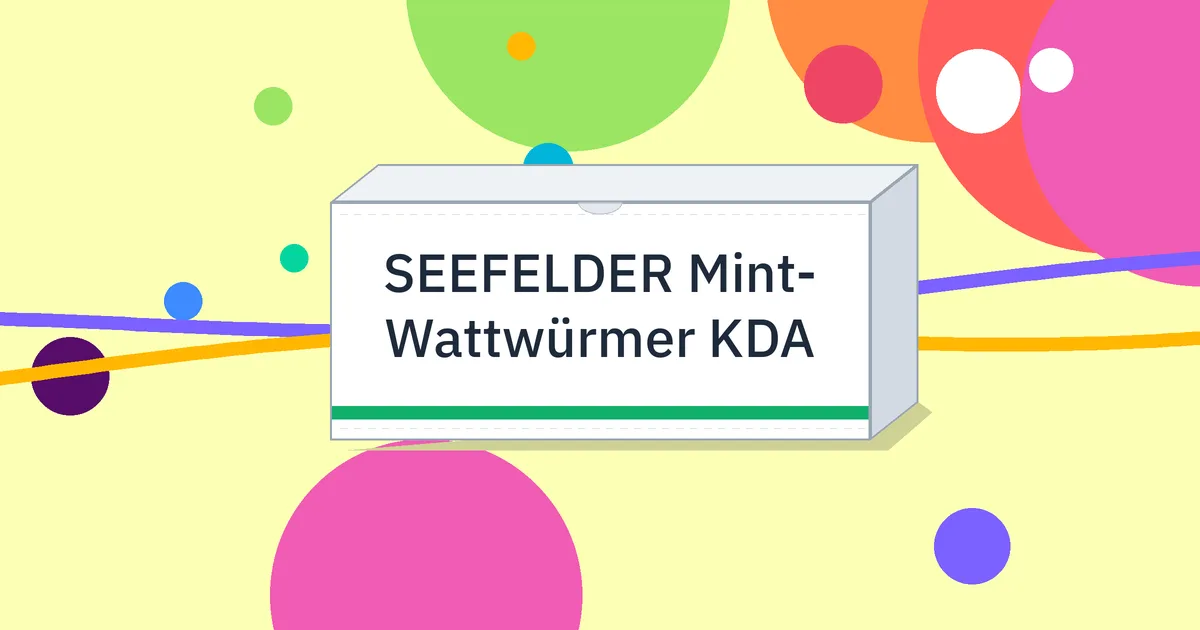 Symbolbild: Packung mit der Aufschrift SEEFELDER Mint-Wattwürmer KDA (PZN 08524062) – Verfügbarkeit und Bezug in Apotheken in Frankfurt am Main