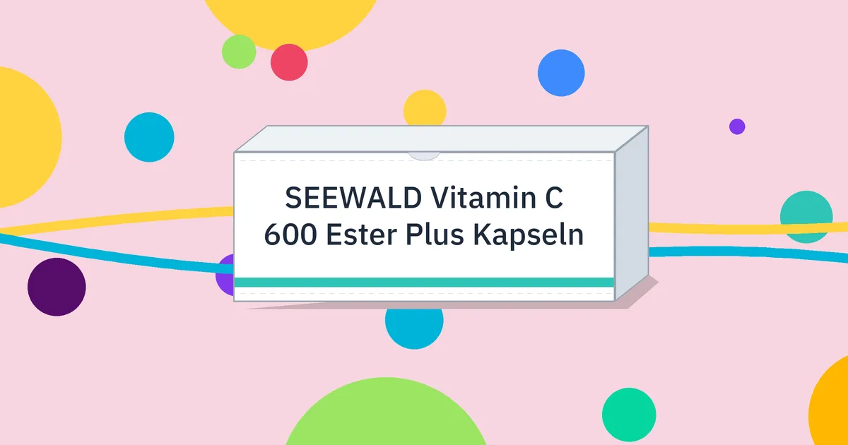 Symbolbild: Packung mit der Aufschrift SEEWALD Vitamin C 600 Ester Plus Kapseln (PZN 19546492) – Verfügbarkeit und Bezug in Apotheken in Frankfurt am Main