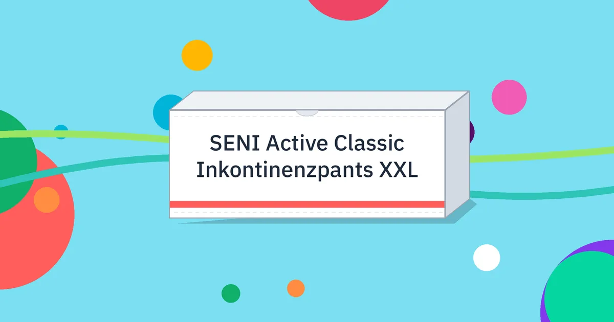 Symbolbild: Packung mit der Aufschrift SENI Active Classic Inkontinenzpants XXL (PZN 19891510) – Verfügbarkeit und Bezug in Apotheken in Frankfurt am Main
