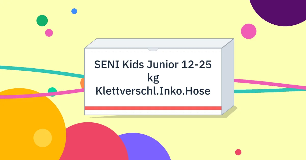 Symbolbild: Packung mit der Aufschrift SENI Kids Junior 12-25 kg Klettverschl.Inko.Hose (PZN 13873416) – Verfügbarkeit und Bezug in Apotheken in Frankfurt am Main