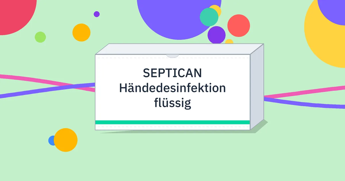 Symbolbild: Packung mit der Aufschrift SEPTICAN Händedesinfektion flüssig (PZN 15584099) – Verfügbarkeit und Bezug in Apotheken in Frankfurt am Main