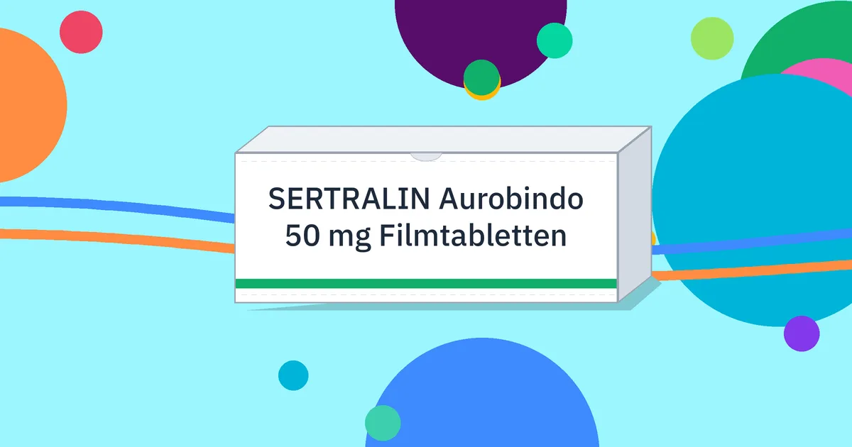 Symbolbild: Packung mit der Aufschrift SERTRALIN Aurobindo 50 mg Filmtabletten (PZN 03669287) – Verfügbarkeit und Bezug in Apotheken in Frankfurt am Main