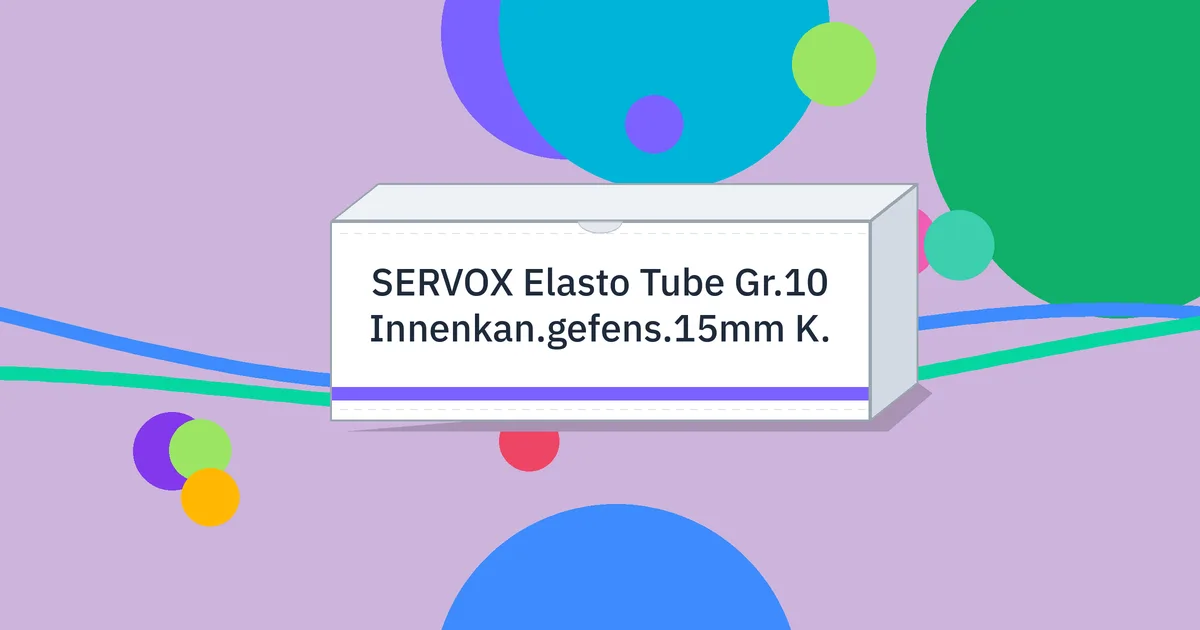 Symbolbild: Packung mit der Aufschrift SERVOX Elasto Tube Gr.10 Innenkan.gefens.15mm K. (PZN 07425487) – Verfügbarkeit und Bezug in Apotheken in Frankfurt am Main