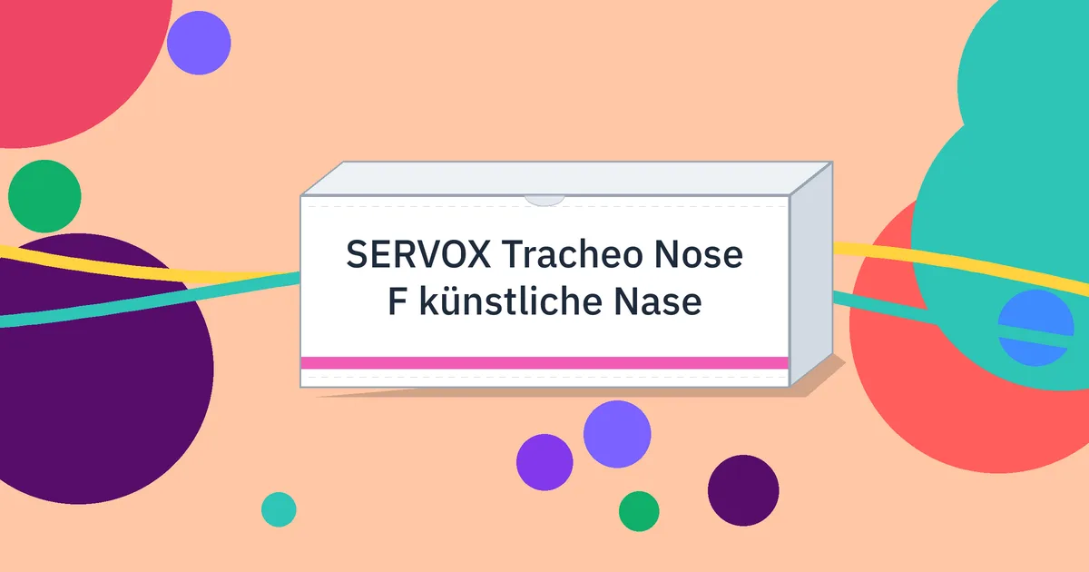 Symbolbild: Packung mit der Aufschrift SERVOX Tracheo Nose F künstliche Nase (PZN 09629834) – Verfügbarkeit und Bezug in Apotheken in Frankfurt am Main