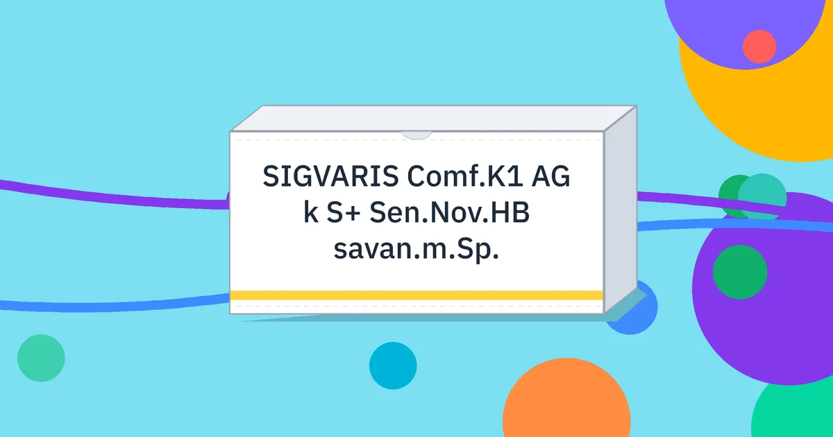Symbolbild: Packung mit der Aufschrift SIGVARIS Comf.K1 AG k S+ Sen.Nov.HB savan.m.Sp. (PZN 17103709) – Verfügbarkeit und Bezug in Apotheken in Frankfurt am Main