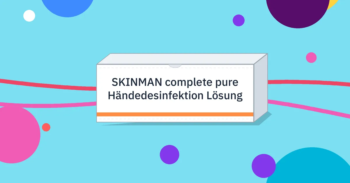 Symbolbild: Packung mit der Aufschrift SKINMAN complete pure Händedesinfektion Lösung (PZN 10818380) – Verfügbarkeit und Bezug in Apotheken in Frankfurt am Main