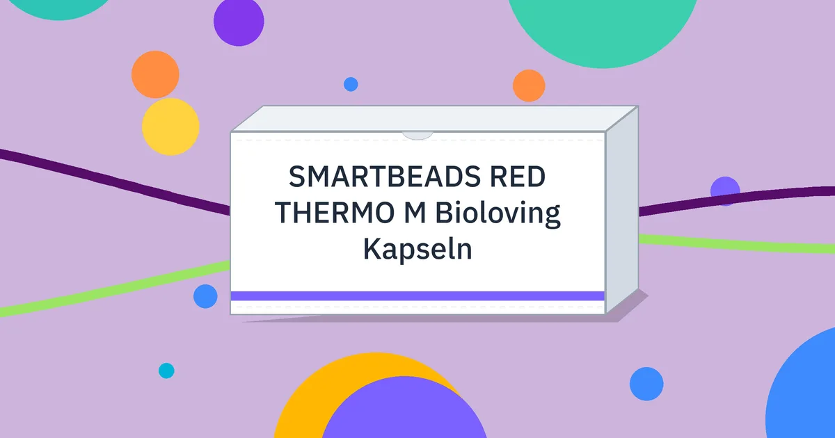 Symbolbild: Packung mit der Aufschrift SMARTBEADS RED THERMO M Bioloving Kapseln (PZN 17196125) – Verfügbarkeit und Bezug in Apotheken in Frankfurt am Main