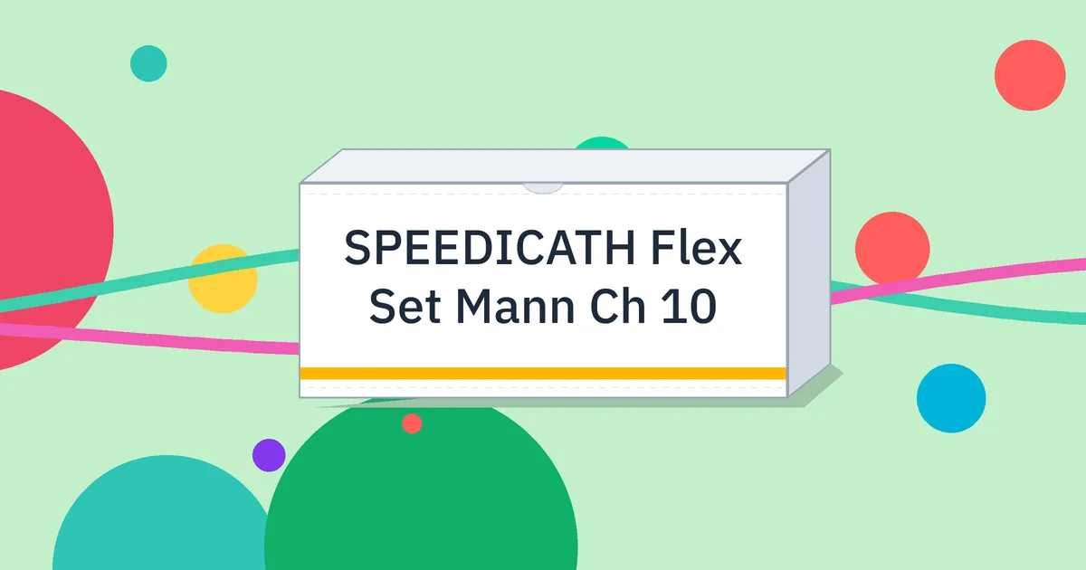 Symbolbild: Packung mit der Aufschrift SPEEDICATH Flex Set Mann Ch 10 (PZN 17616231) – Verfügbarkeit und Bezug in Apotheken in Frankfurt am Main