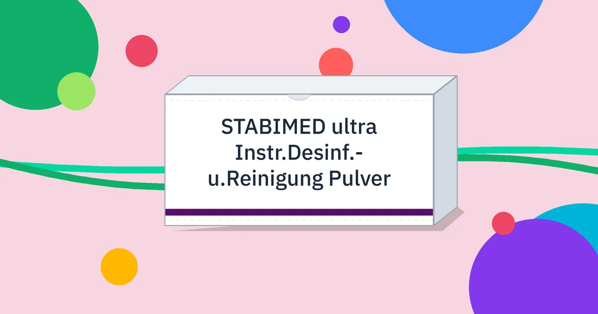Symbolbild: Packung mit der Aufschrift STABIMED ultra Instr.Desinf.-u.Reinigung Pulver (PZN 19401664) – Verfügbarkeit und Bezug in Apotheken in Frankfurt am Main