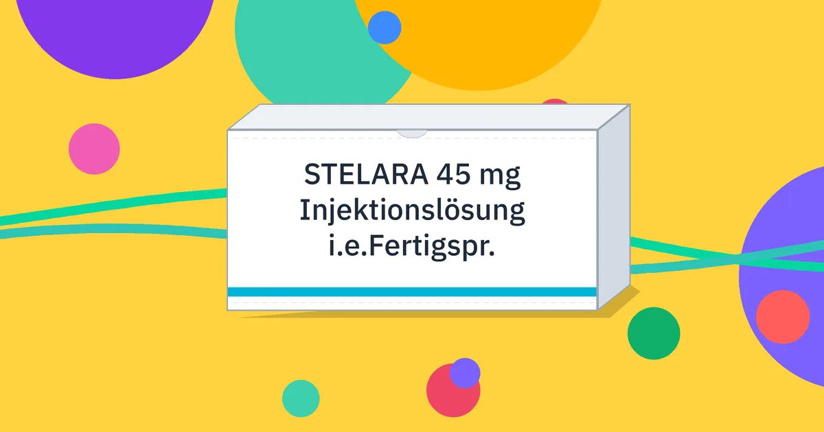 Symbolbild: Packung mit der Aufschrift STELARA 45 mg Injektionslösung i.e.Fertigspr. (PZN 18677192) – Verfügbarkeit und Bezug in Apotheken in Frankfurt am Main
