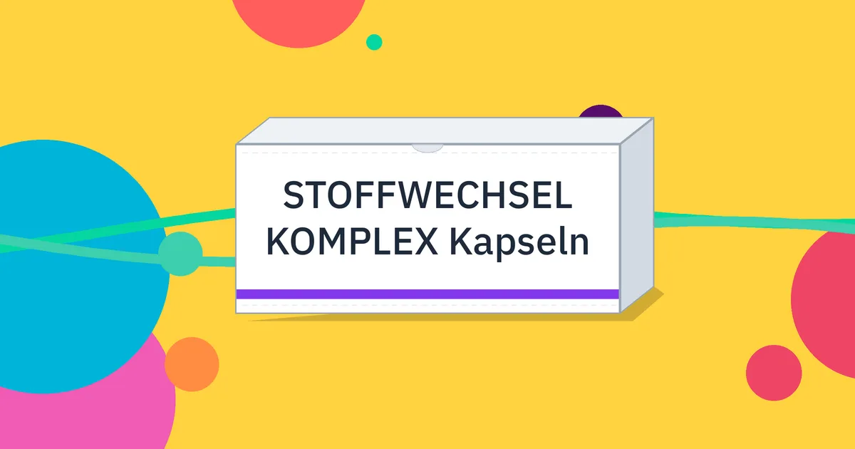 Symbolbild: Packung mit der Aufschrift STOFFWECHSEL KOMPLEX Kapseln (PZN 20514712) – Verfügbarkeit und Bezug in Apotheken in Frankfurt am Main