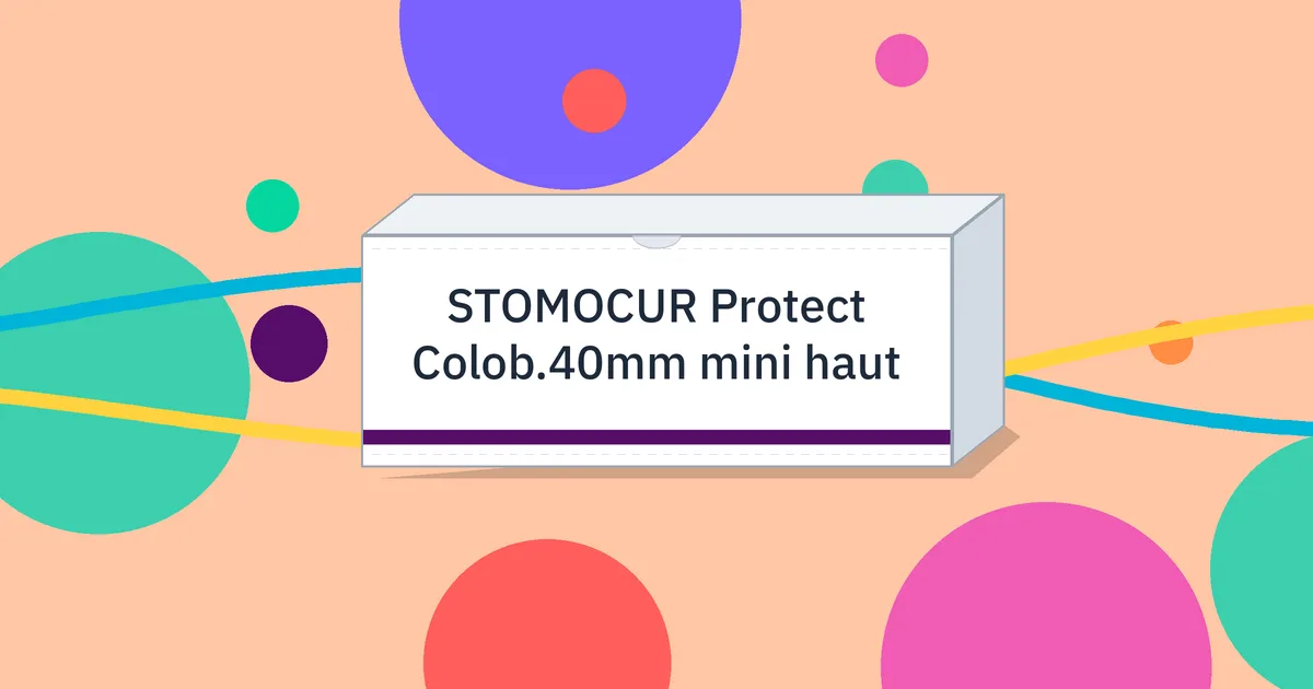 Symbolbild: Packung mit der Aufschrift STOMOCUR Protect Colob.40mm mini haut (PZN 09897718) – Verfügbarkeit und Bezug in Apotheken in Frankfurt am Main