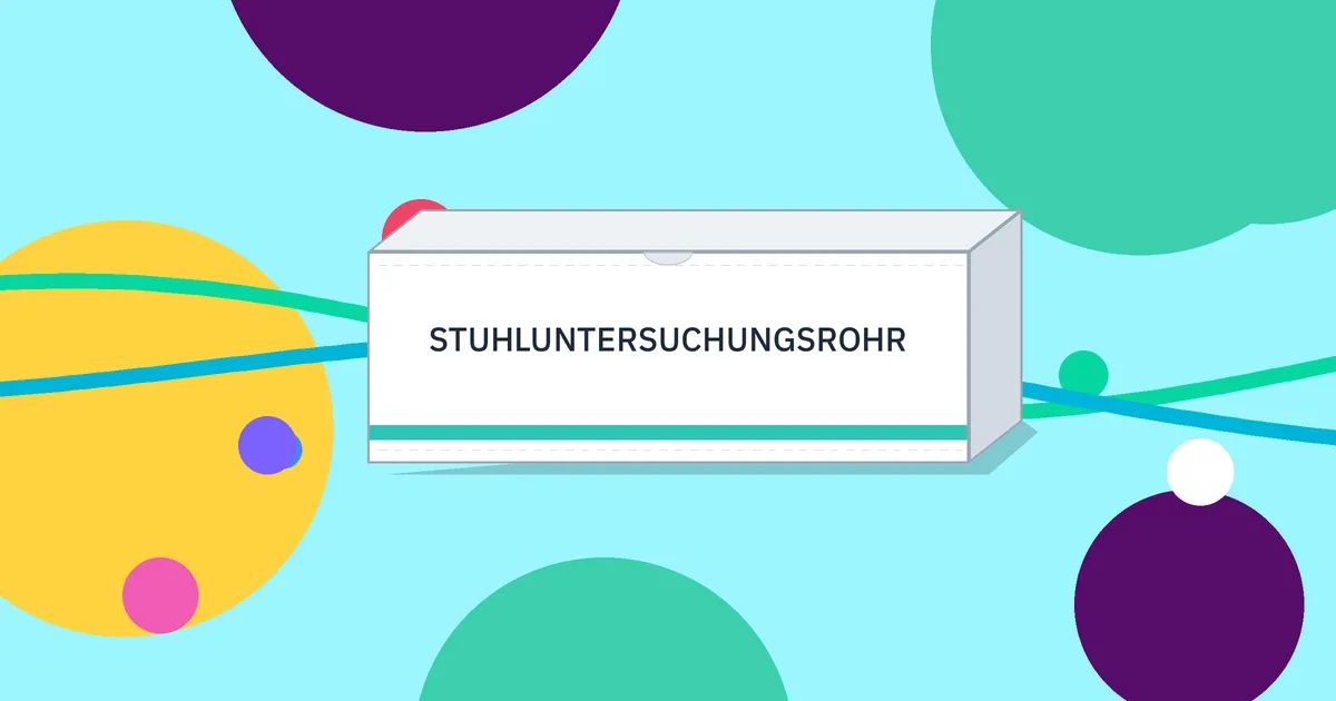 Symbolbild: Packung mit der Aufschrift STUHLUNTERSUCHUNGSROHR (PZN 01739084) – Verfügbarkeit und Bezug in Apotheken in Frankfurt am Main