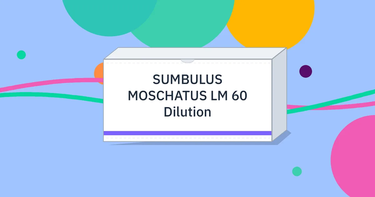 Symbolbild: Packung mit der Aufschrift SUMBULUS MOSCHATUS LM 60 Dilution (PZN 13211052) – Verfügbarkeit und Bezug in Apotheken in Frankfurt am Main