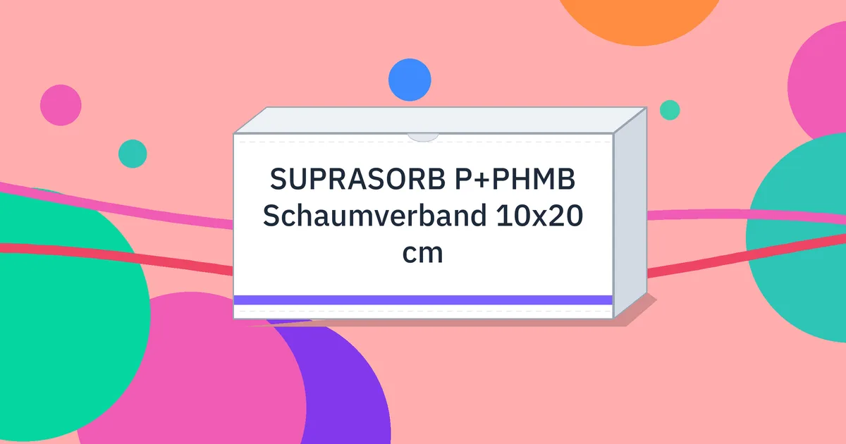 Symbolbild: Packung mit der Aufschrift SUPRASORB P+PHMB Schaumverband 10x20 cm (PZN 15421109) – Verfügbarkeit und Bezug in Apotheken in Frankfurt am Main