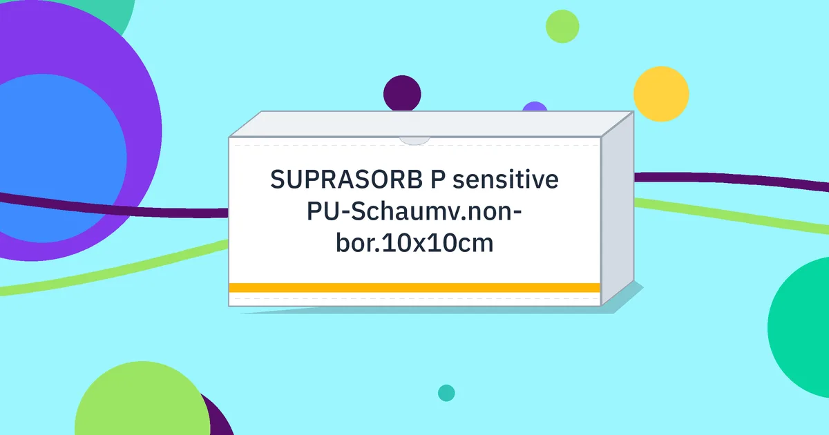 Symbolbild: Packung mit der Aufschrift SUPRASORB P sensitive PU-Schaumv.non-bor.10x10cm (PZN 16259154) – Verfügbarkeit und Bezug in Apotheken in Frankfurt am Main
