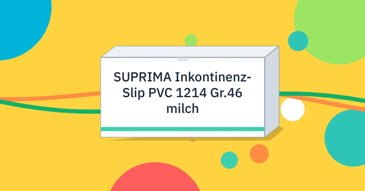 Symbolbild: Packung mit der Aufschrift SUPRIMA Inkontinenz-Slip PVC 1214 Gr.46 milch (PZN 03922906) – Verfügbarkeit und Bezug in Apotheken in Frankfurt am Main