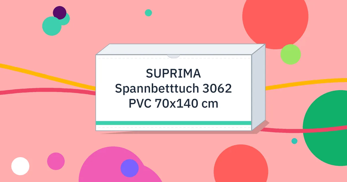 Symbolbild: Packung mit der Aufschrift SUPRIMA Spannbetttuch 3062 PVC 70x140 cm (PZN 02211451) – Verfügbarkeit und Bezug in Apotheken in Frankfurt am Main