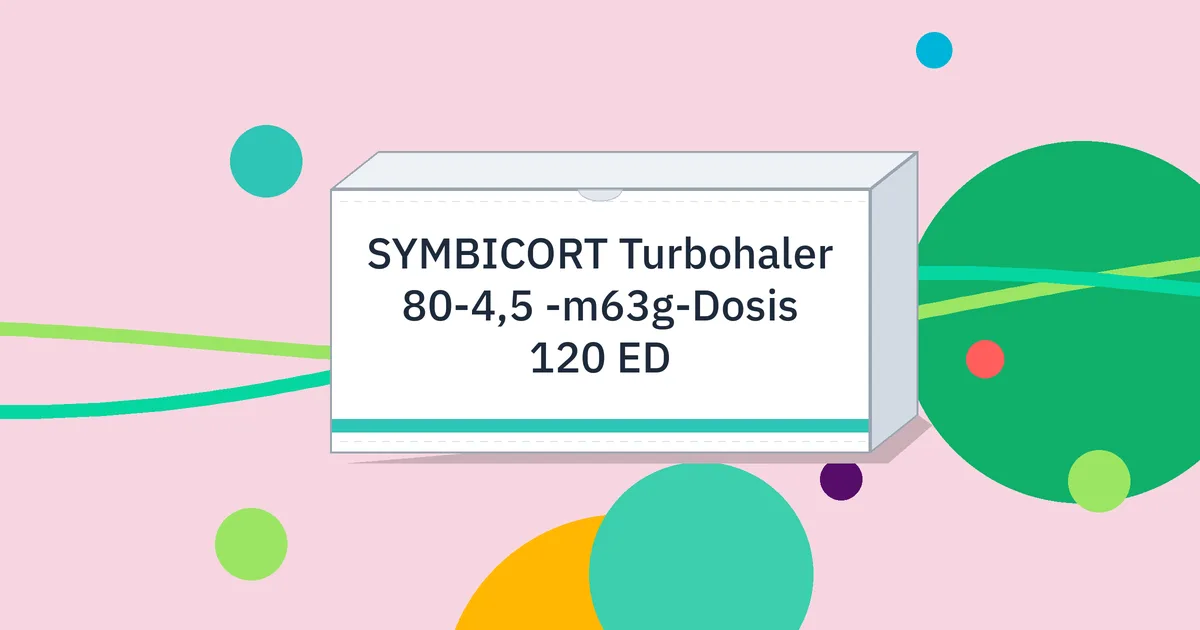 Symbolbild: Packung mit der Aufschrift SYMBICORT Turbohaler 80-4,5 -m63g-Dosis 120 ED (PZN 17185558) – Verfügbarkeit und Bezug in Apotheken in Frankfurt am Main