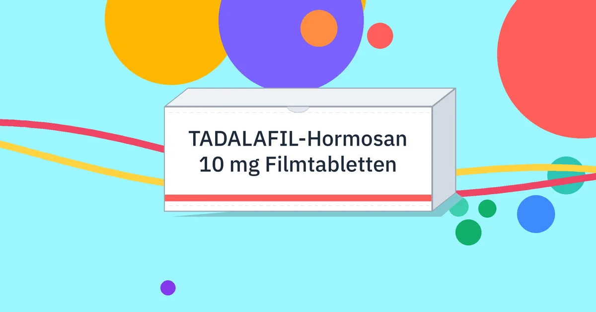 Symbolbild: Packung mit der Aufschrift TADALAFIL-Hormosan 10 mg Filmtabletten (PZN 13966916) – Verfügbarkeit und Bezug in Apotheken in Frankfurt am Main
