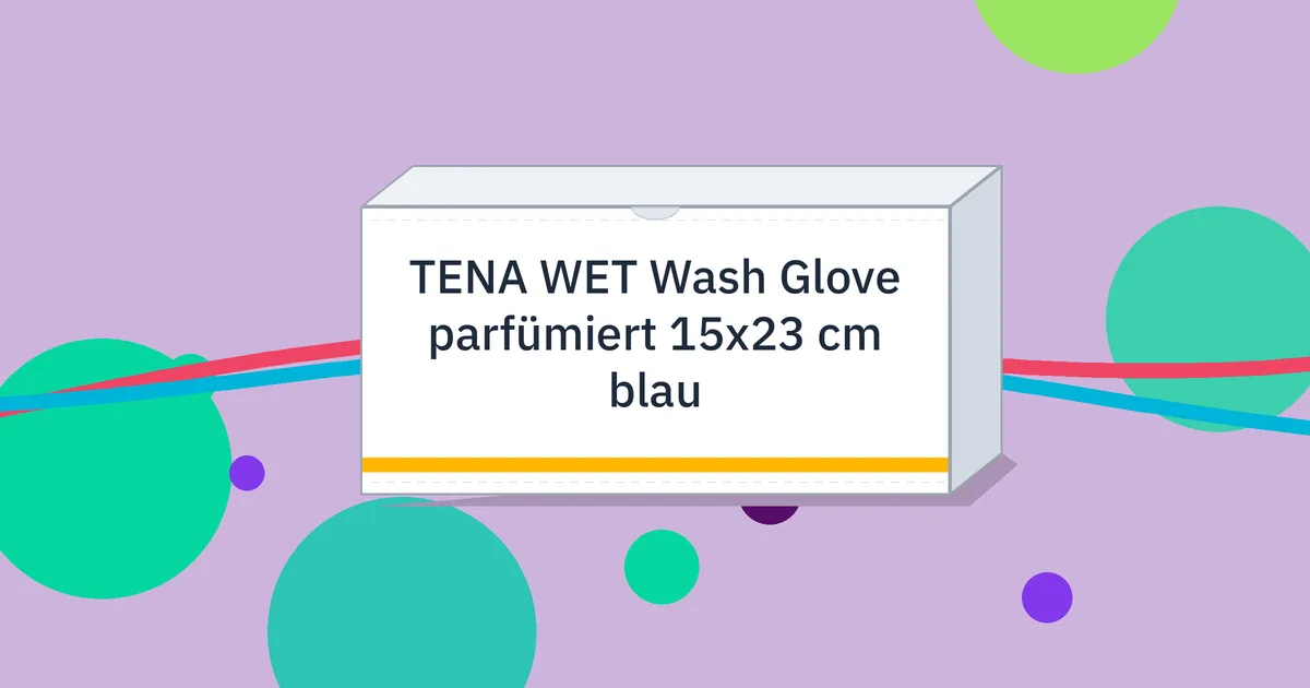 Symbolbild: Packung mit der Aufschrift TENA WET Wash Glove parfümiert 15x23 cm blau (PZN 10061385) – Verfügbarkeit und Bezug in Apotheken in Frankfurt am Main