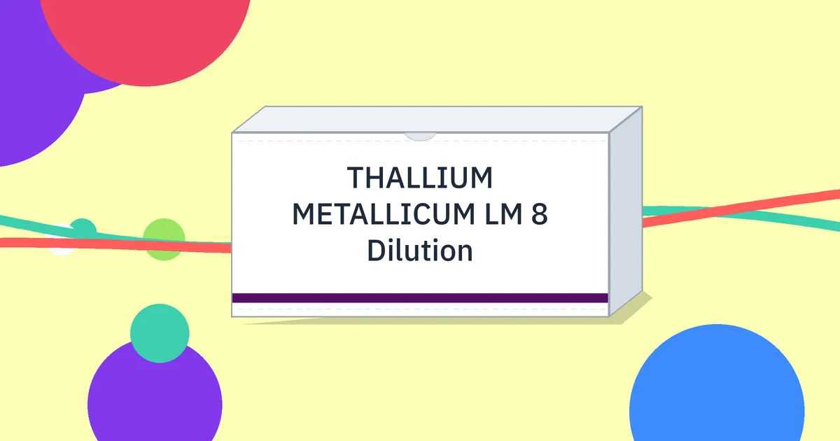 Symbolbild: Packung mit der Aufschrift THALLIUM METALLICUM LM 8 Dilution (PZN 13218396) – Verfügbarkeit und Bezug in Apotheken in Frankfurt am Main