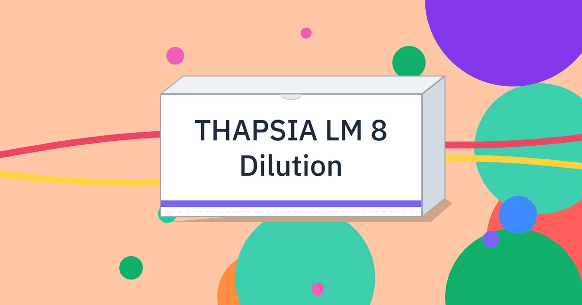 Symbolbild: Packung mit der Aufschrift THAPSIA LM 8 Dilution (PZN 13689859) – Verfügbarkeit und Bezug in Apotheken in Frankfurt am Main