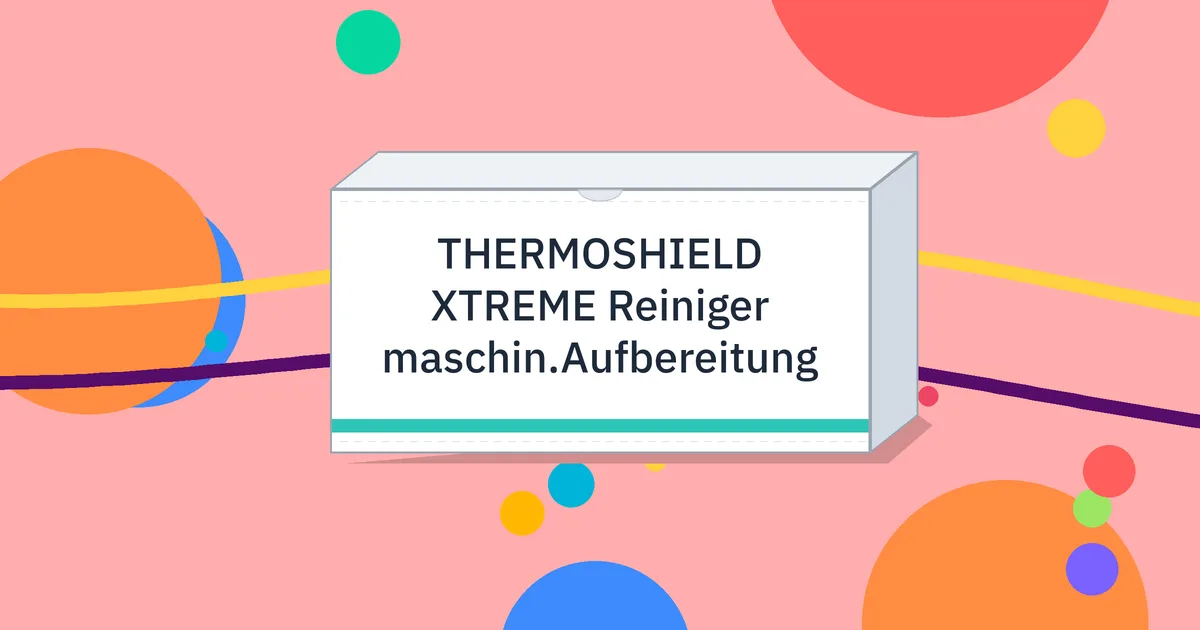 Symbolbild: Packung mit der Aufschrift THERMOSHIELD XTREME Reiniger maschin.Aufbereitung (PZN 15869100) – Verfügbarkeit und Bezug in Apotheken in Frankfurt am Main
