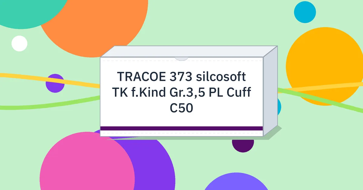 Symbolbild: Packung mit der Aufschrift TRACOE 373 silcosoft TK f.Kind Gr.3,5 PL Cuff C50 (PZN 14317108) – Verfügbarkeit und Bezug in Apotheken in Frankfurt am Main