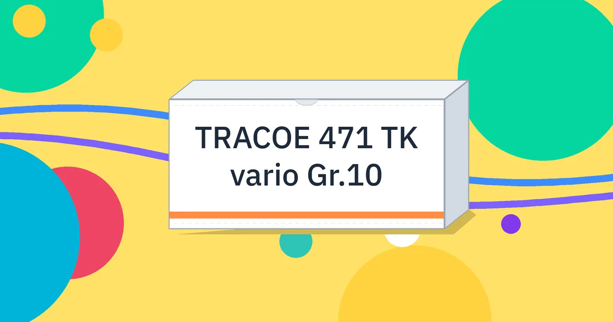 Symbolbild: Packung mit der Aufschrift TRACOE 471 TK vario Gr.10 (PZN 09944292) – Verfügbarkeit und Bezug in Apotheken in Frankfurt am Main