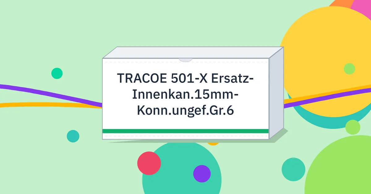 Symbolbild: Packung mit der Aufschrift TRACOE 501-X Ersatz-Innenkan.15mm-Konn.ungef.Gr.6 (PZN 05880974) – Verfügbarkeit und Bezug in Apotheken in Frankfurt am Main